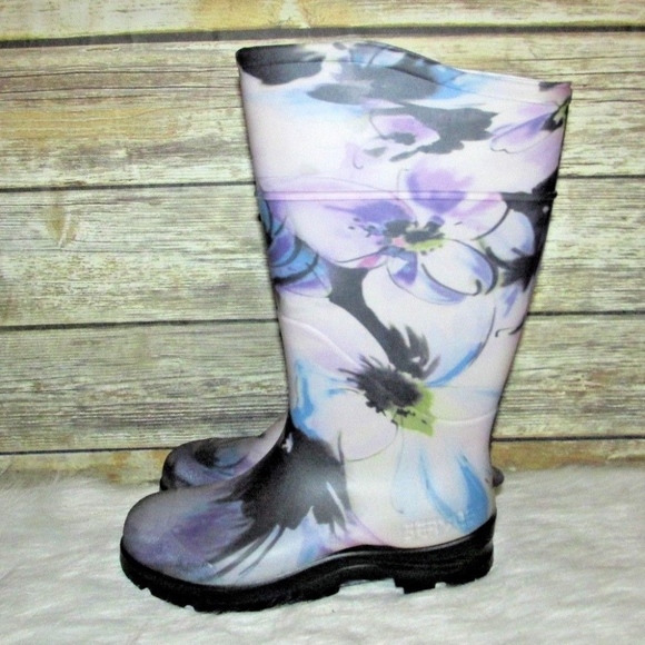 Servus | Shoes | Servus Electra Purple Floral Print Rain Boots | Poshmark